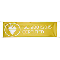 BSI ISO 9001:2015 Banner, BSIISO90011539H | FlagandBanner.com