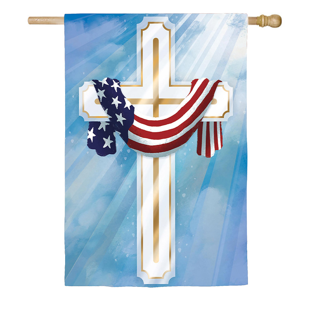 American Flag Draped Cross Over
