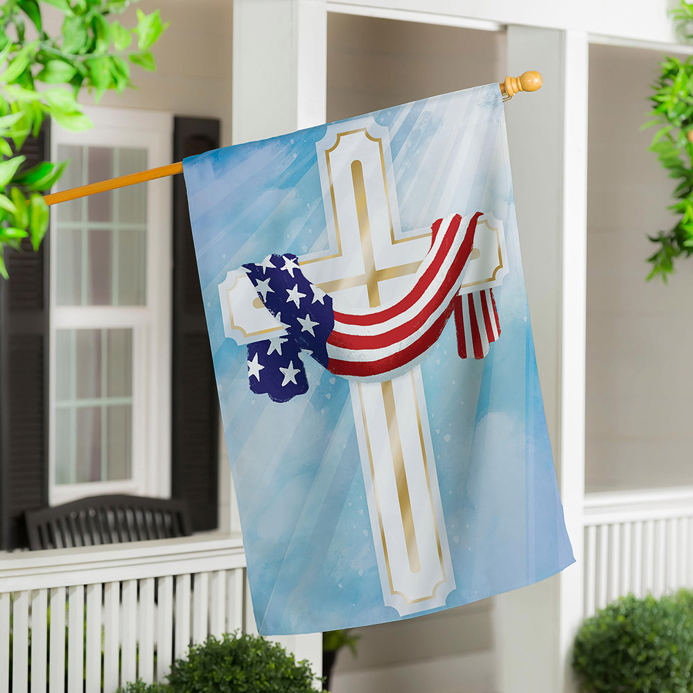 American Flag Draped Cross Over