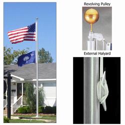 Ground Set Flagpole with Revolving Pulley System, 40 ft x 7 in x 156 in ...